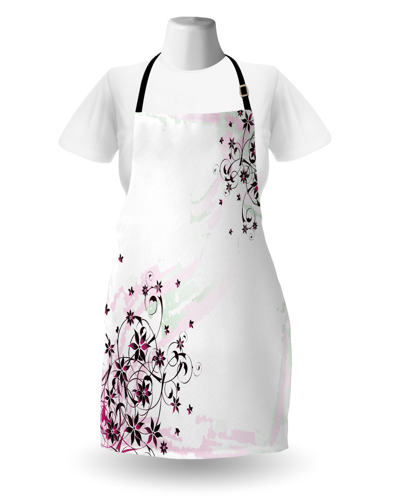 East Urban Home Floral Apron Unisex, Grunge Flower Motif Leaf, Adult ...