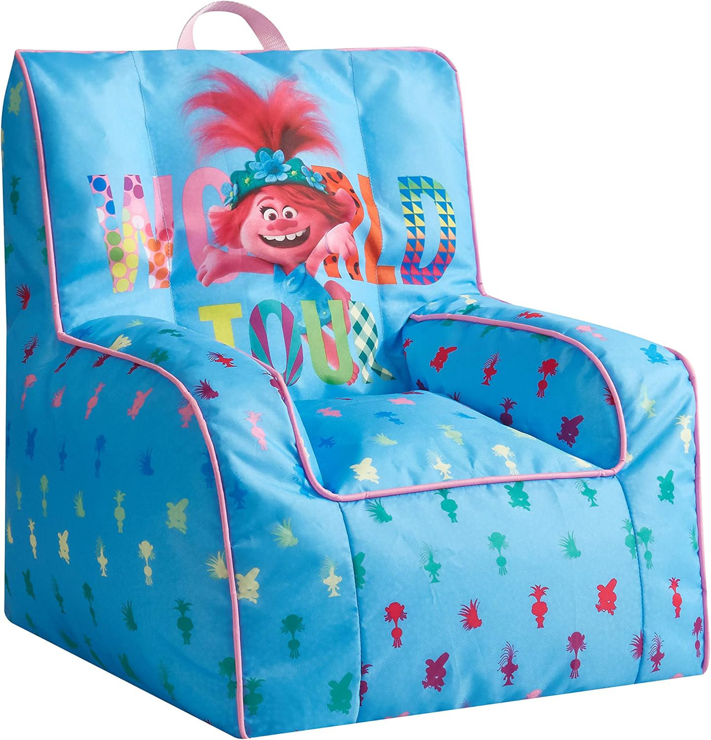 Dakota Fields Trolls World Tour Kids Nylon Bean Bag Chair With Piping ...