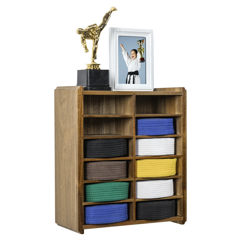 MyGift Acacia Wood Martial Arts Belt Display Holder Case | Wayfair
