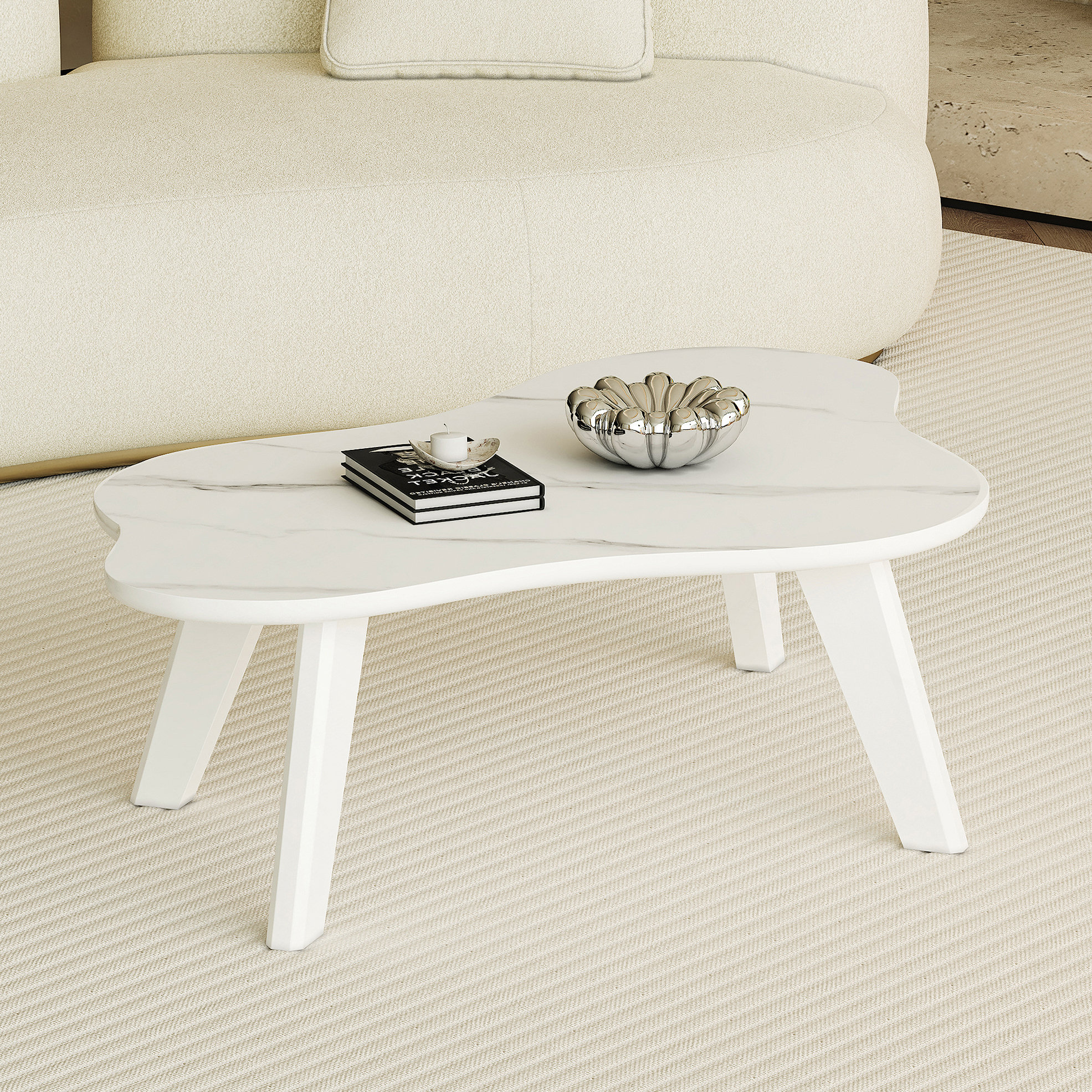 Wrought Studio™ Modern minimalist table top. Solid wood legs, cloud ...