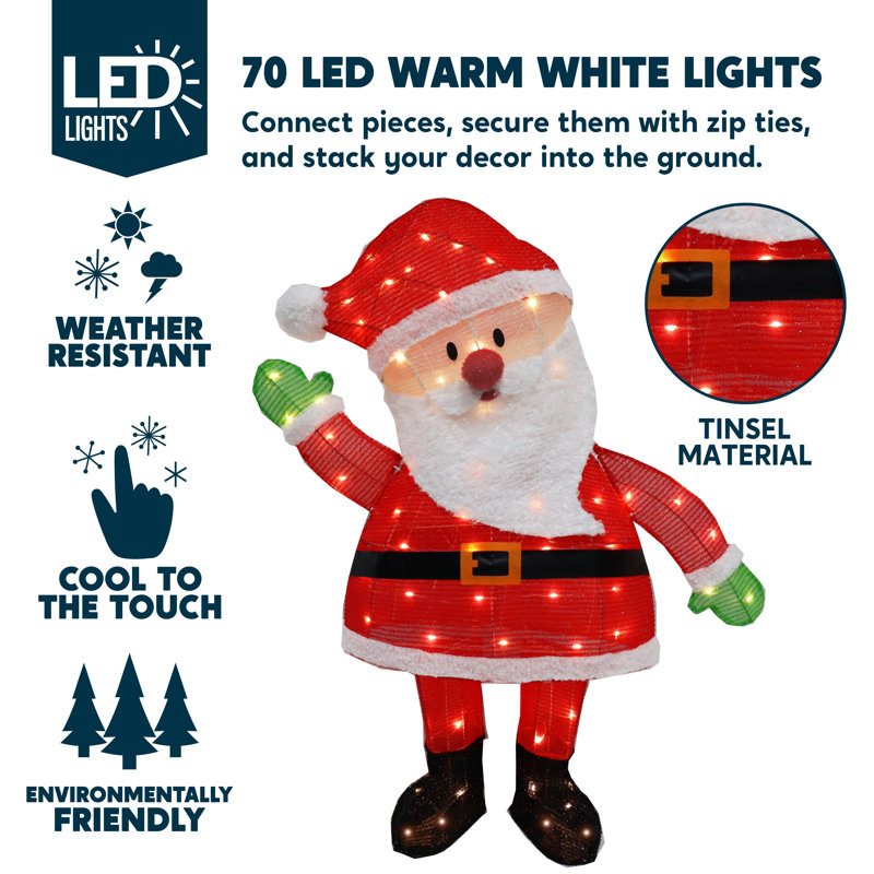 Joiedomi Tinsel Santa Lighted Display | Wayfair