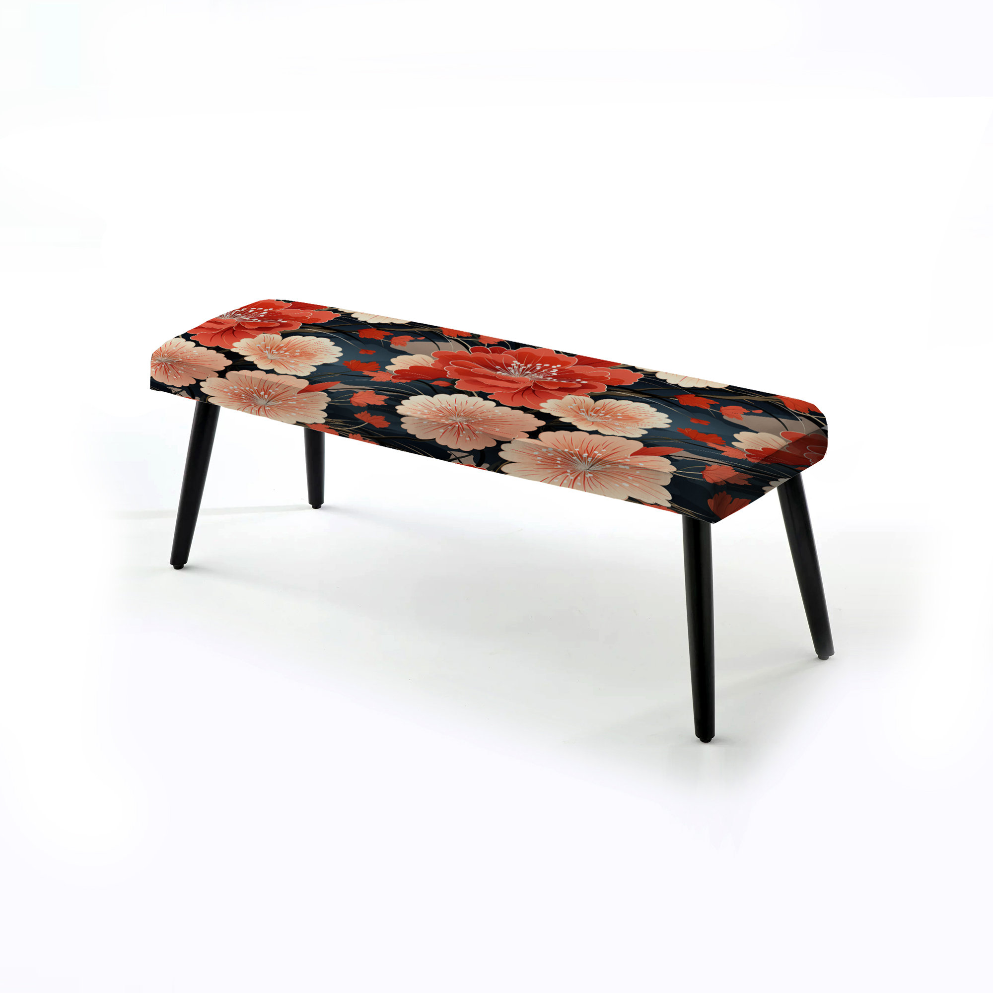 Design Art Red Geisha Japanese Pattern - Japanese Upholstered Black ...