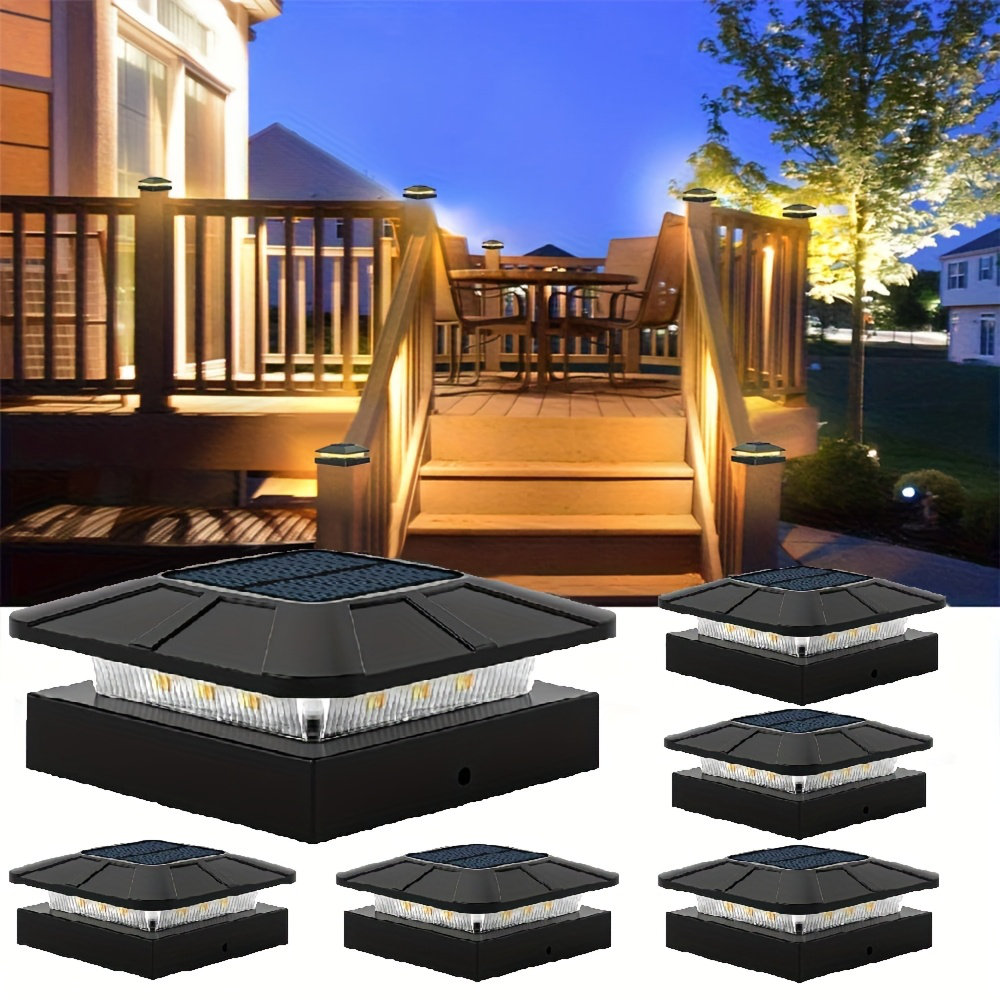 LinsCraft 4X4 Solar Outdoor Courtyard Pillar Light, 3 Lighting Modes ...
