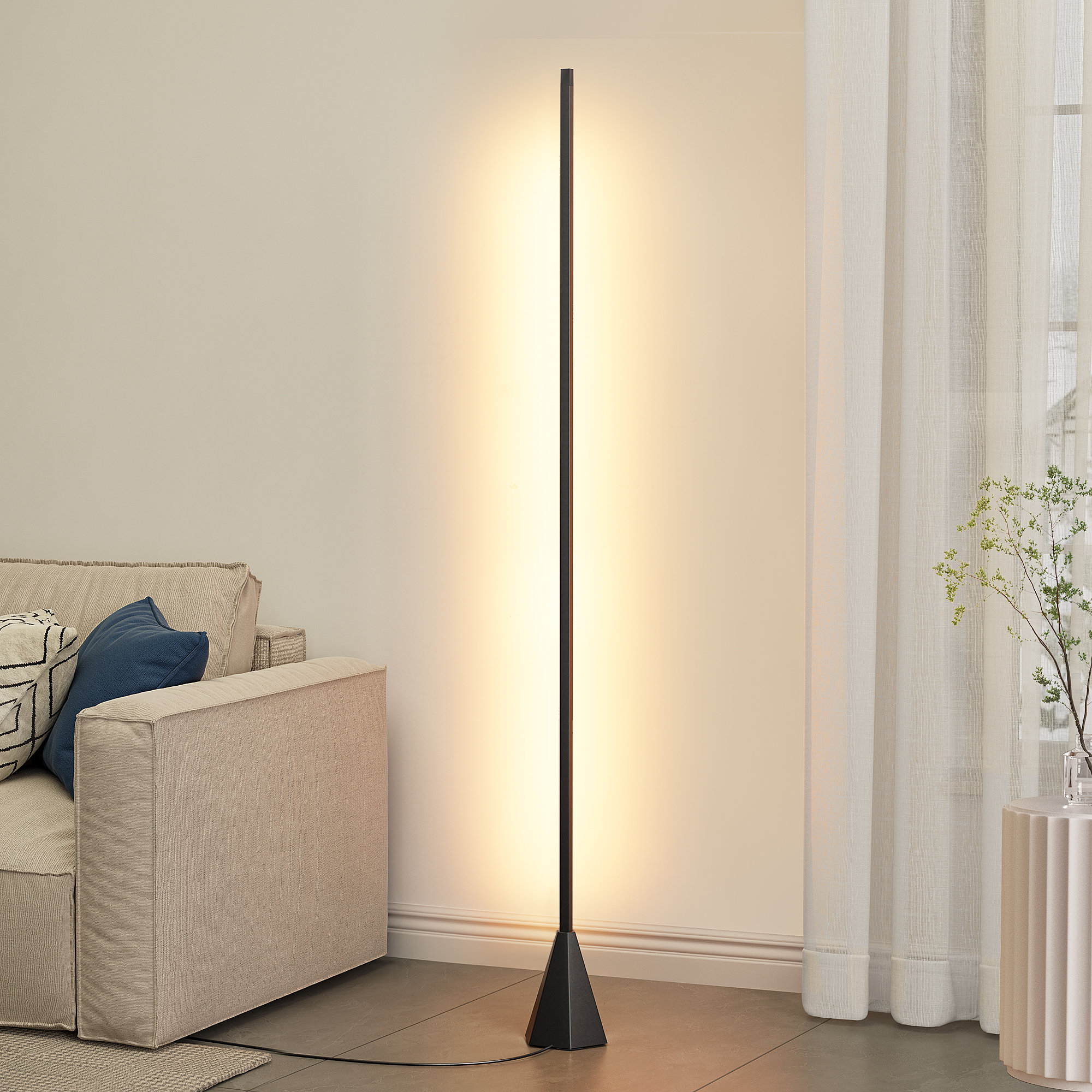 Ebern Designs 60" Dimmable LED Novelty Corner Floor Lamp With Wave ...