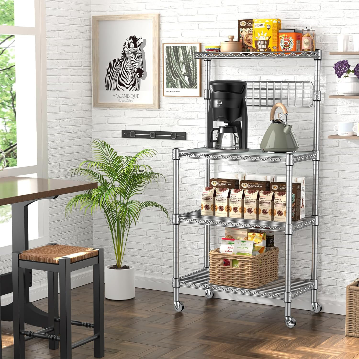 Anadea Bakers Rack For Kitchen With Storage, NSF Certified 4-Tier ...