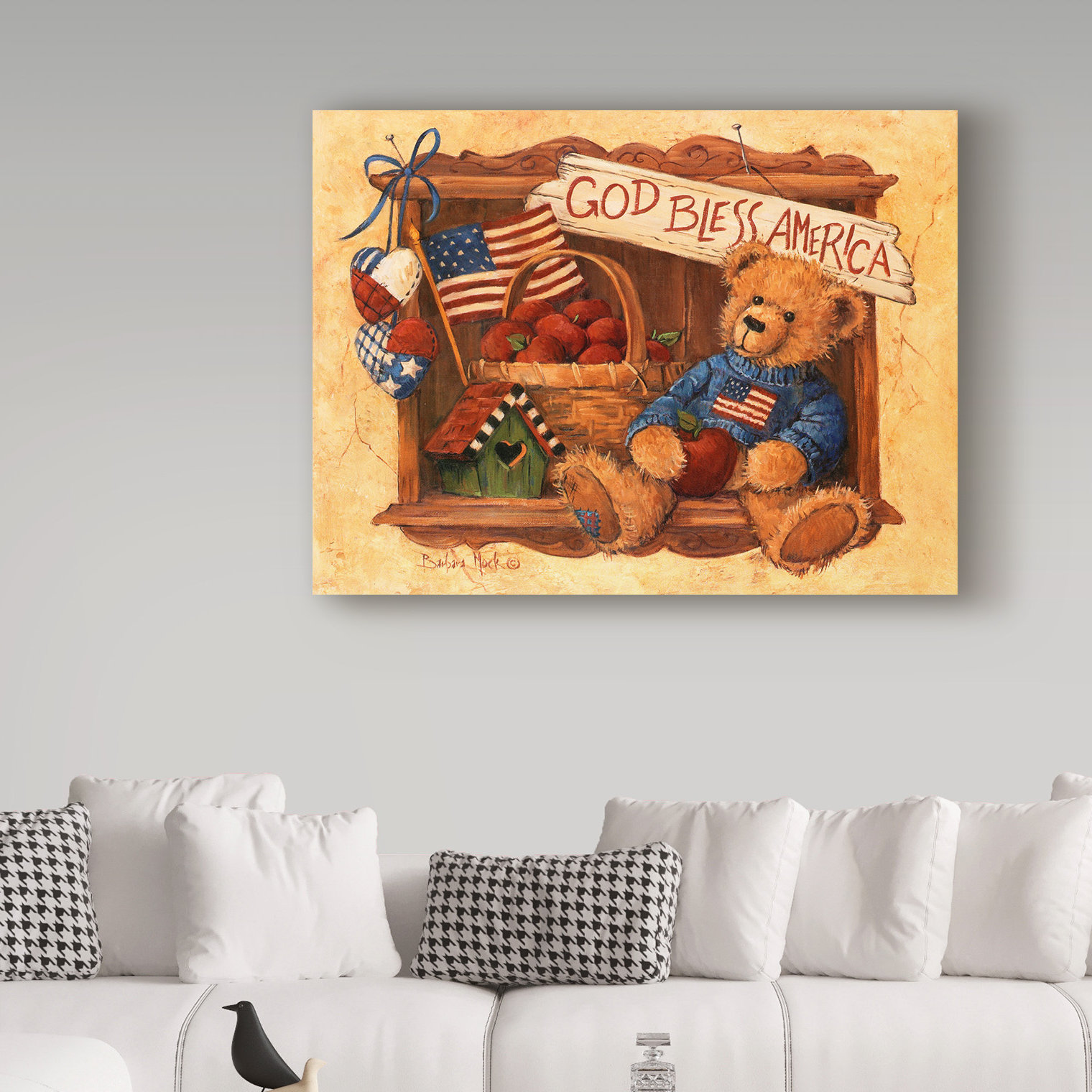 August Grove 'God Bless America Teddy' Textual Art on Wrapped Canvas ...