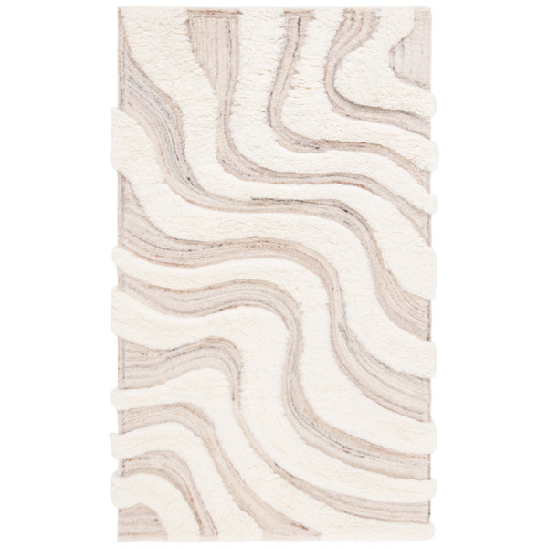 Joss & Main Ankara Abstract Handmade Wool Area Rug in Beige/Ivory ...