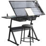 Latitude Run® Height Adjustable Metal Drafting Table With Stool ...