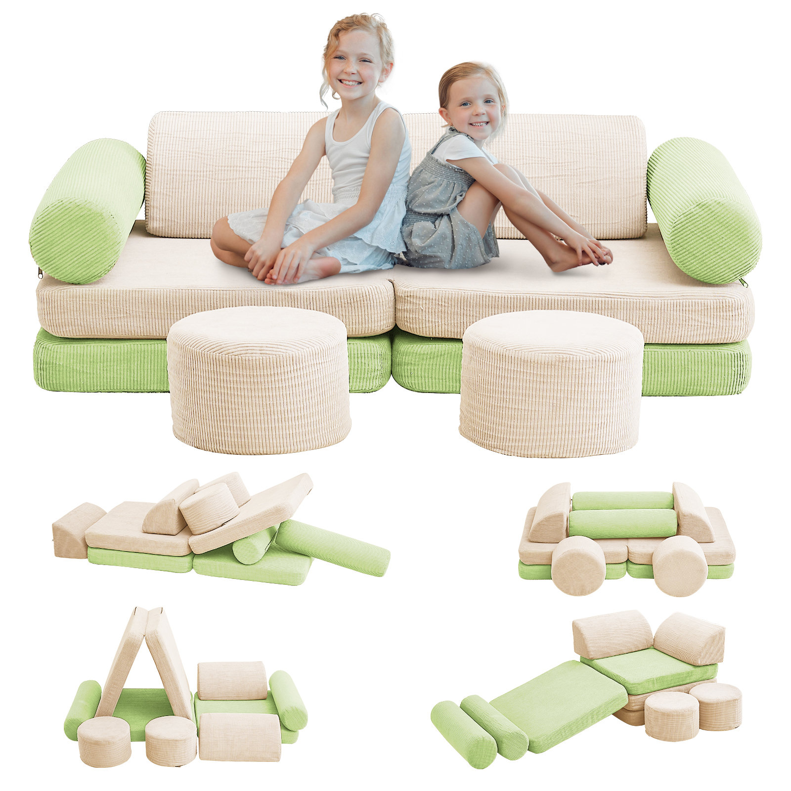 Zoomie Kids Modular Kids Play Couch, 10pcs Kids Modular Couch In ...