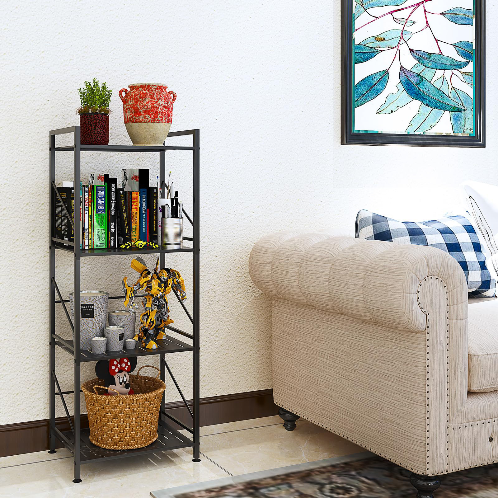 17 Stories 4 Tier Metal Shelving Unit, Kitchen Storage Shelf Rack,Free ...