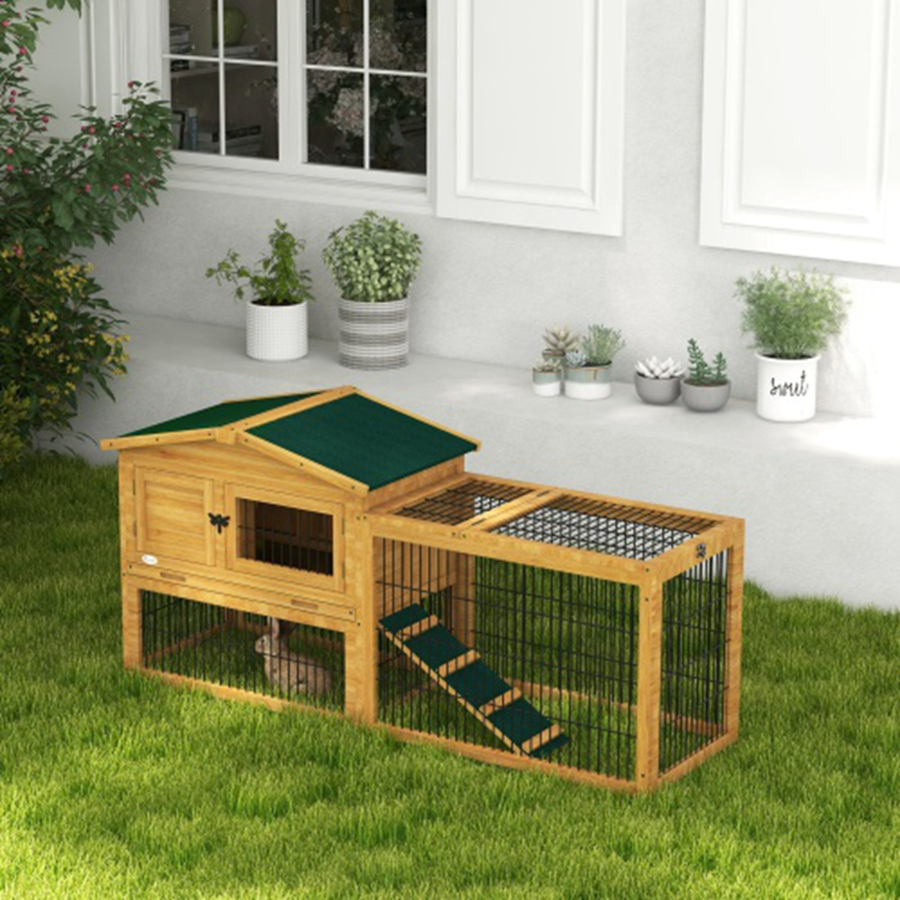 Tucker Murphy Pet™ 2 Levels Outdoor Rabbit Hutch with Openable Top ...