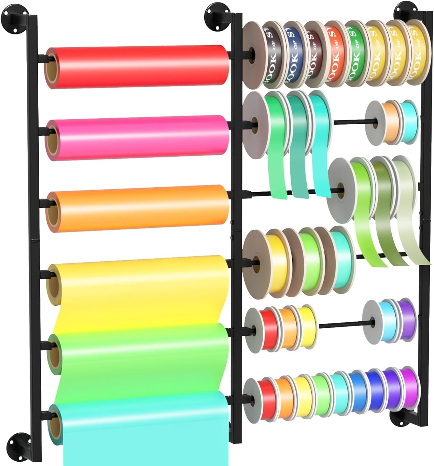 Rebrilliant Double 6-Tier Ribbon Storage Organizer, Large Capacity Wall ...