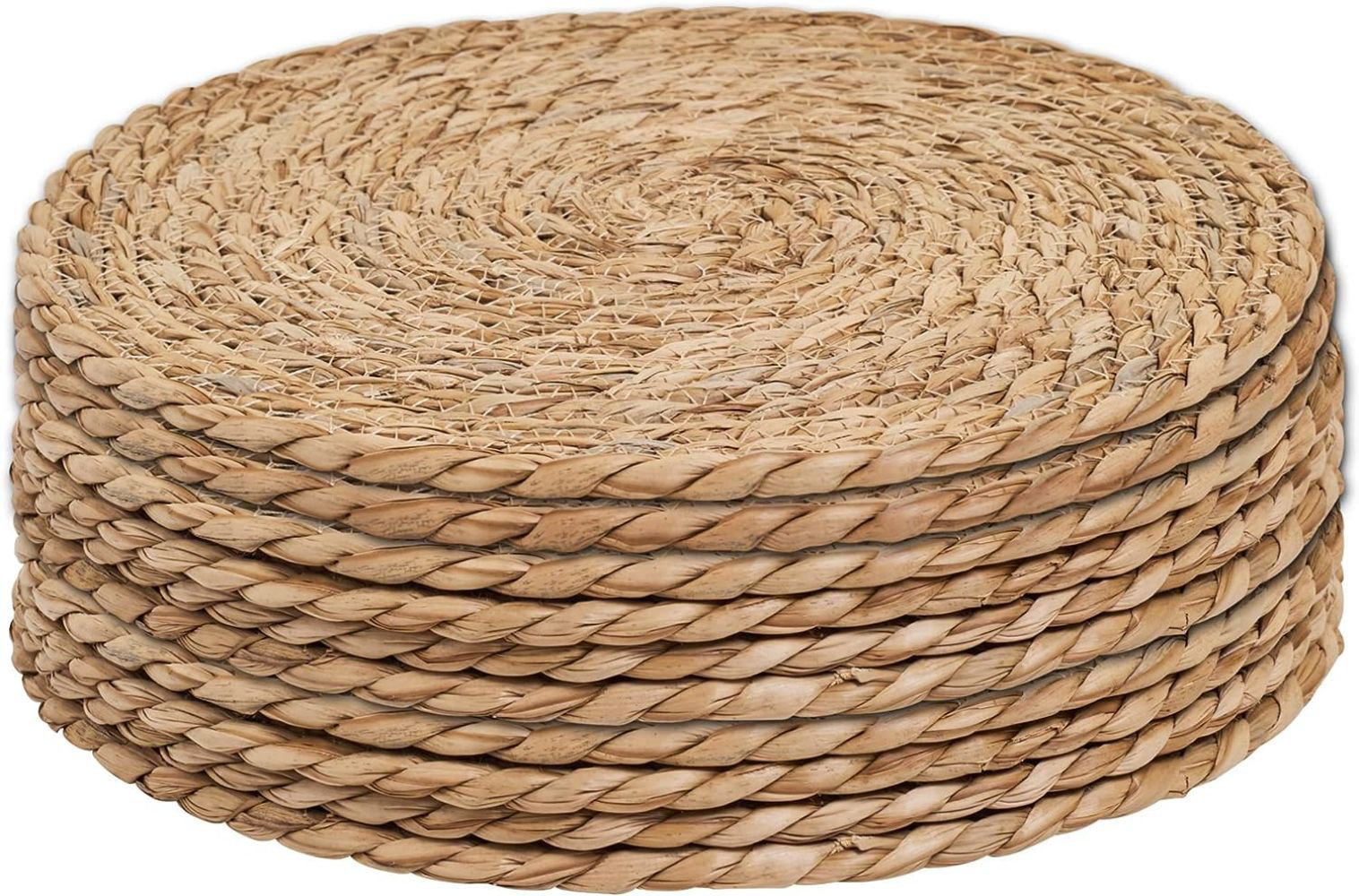 Shimano Woven Placemats Set Of 10, Round Rattan Placemats,Natural Hand ...