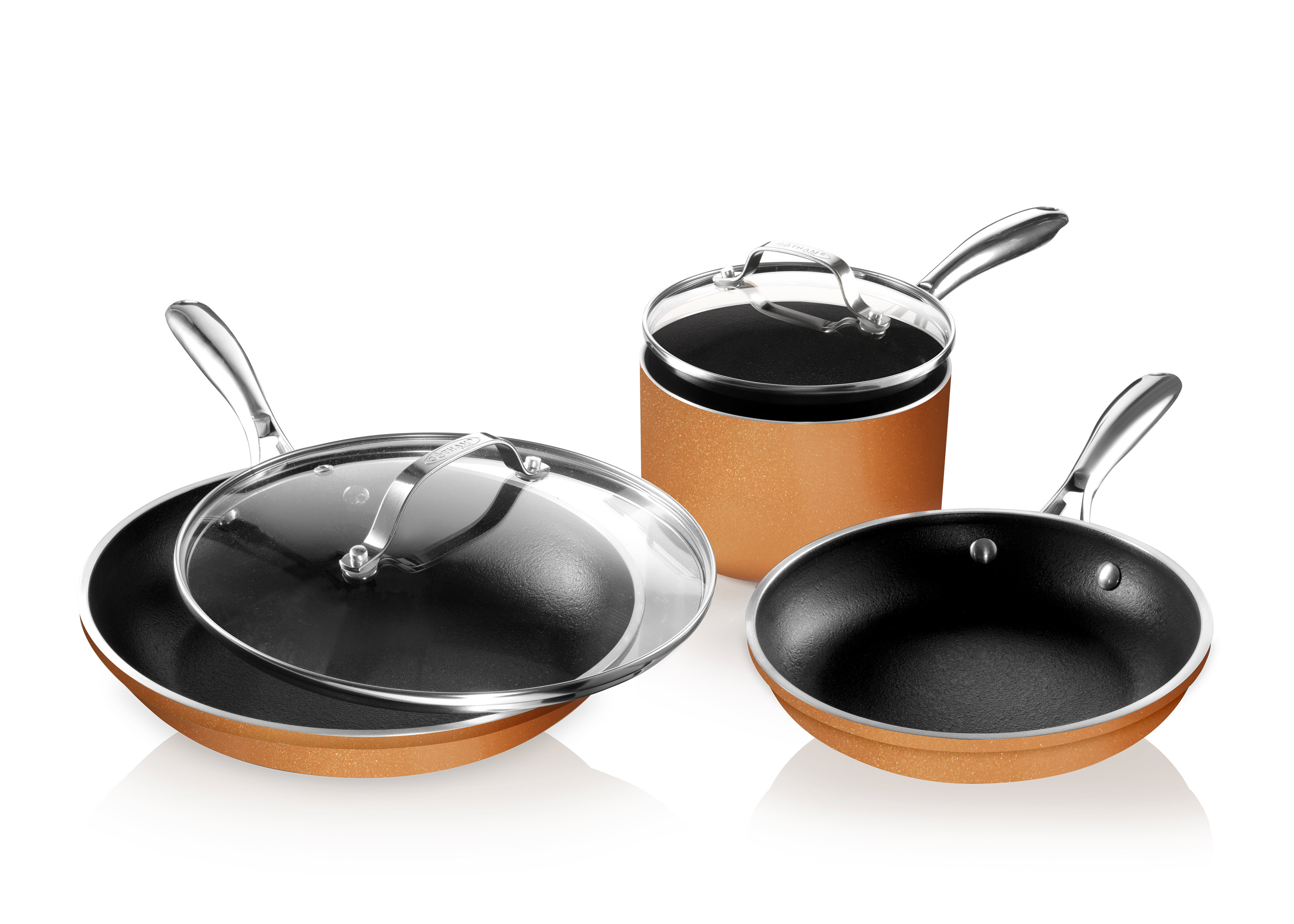 Gotham Steel Copper Cast Textured 5 Piece Nonstick Cookware Set ...