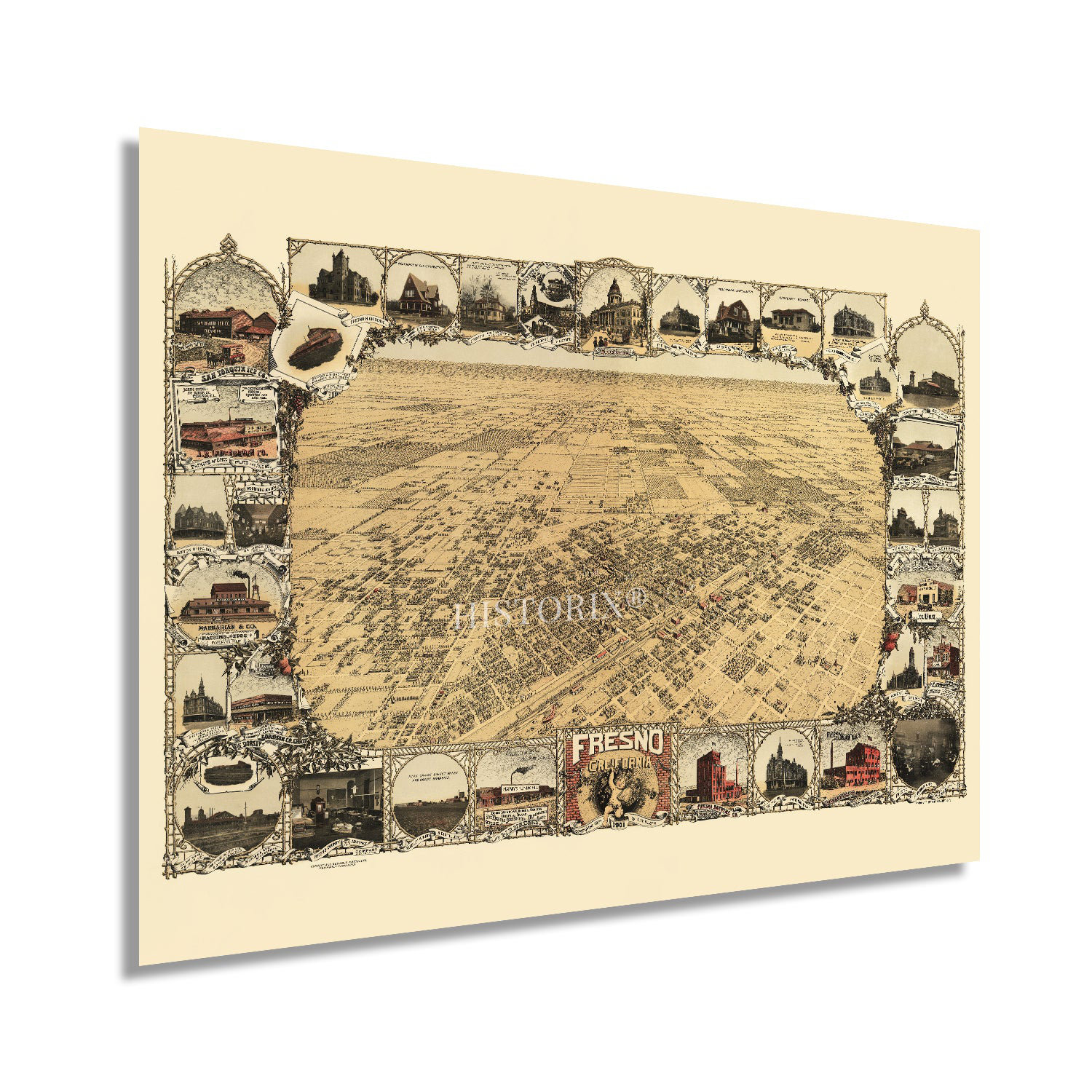 HISTORIC PRINTS 1901 Fresno California Map Poster On Paper Print | Wayfair
