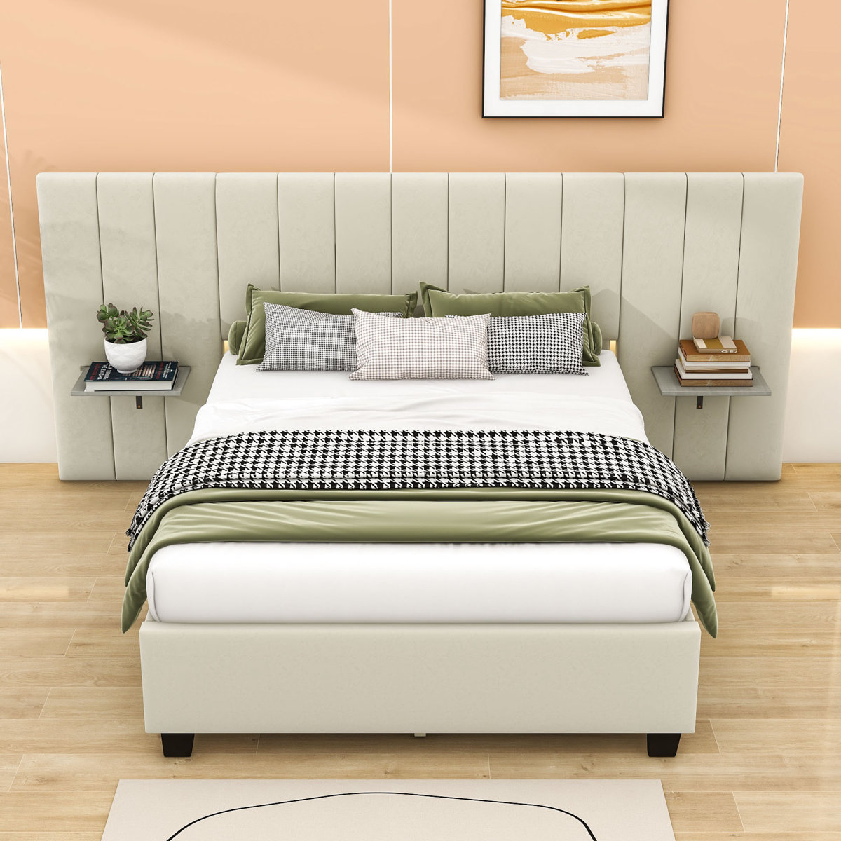 Latitude Run® Keathan Upholstered Platform Bed with Panel Headboard ...
