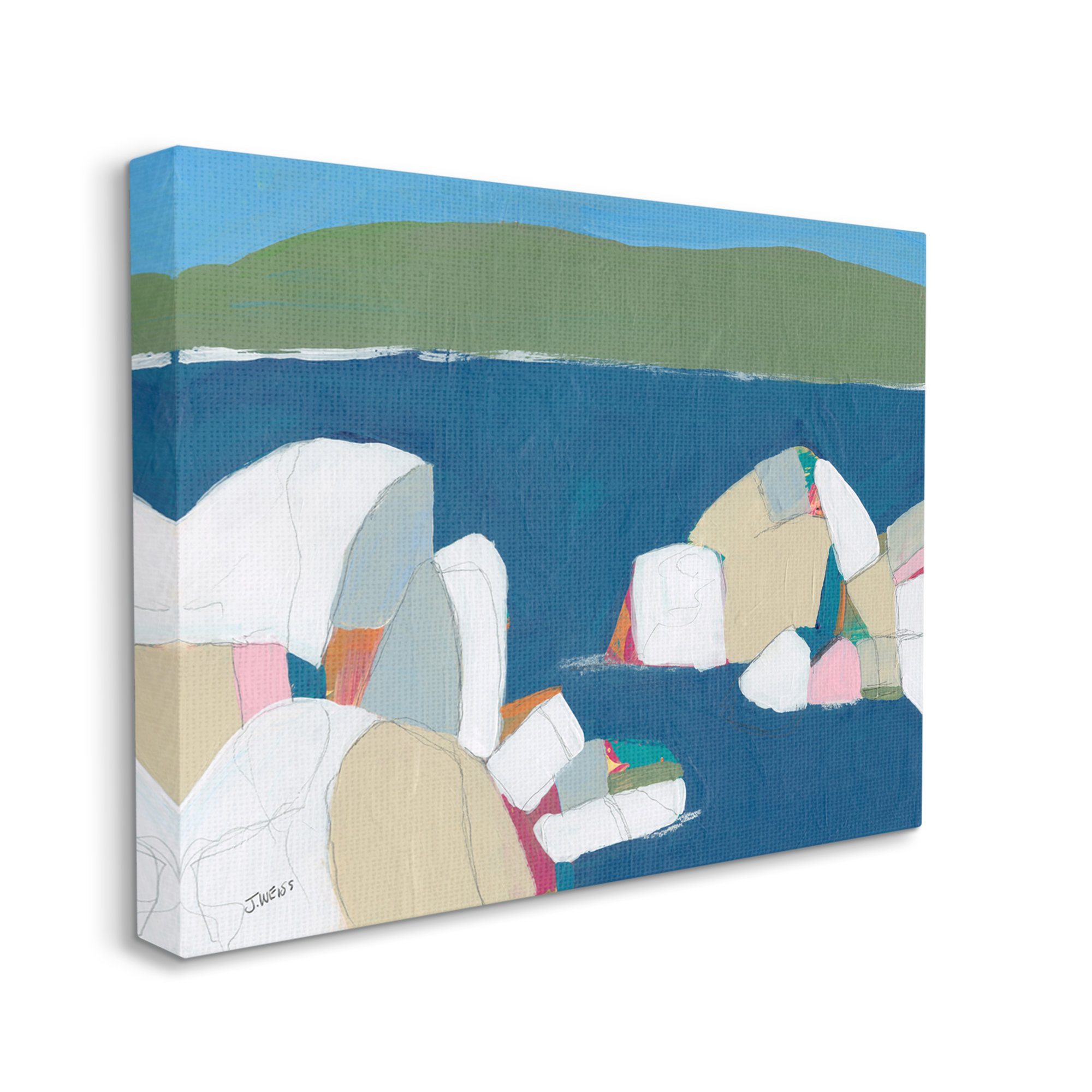 Stupell Industries Au-519-Canvas Contemporary Ocean Rocks On Canvas by ...