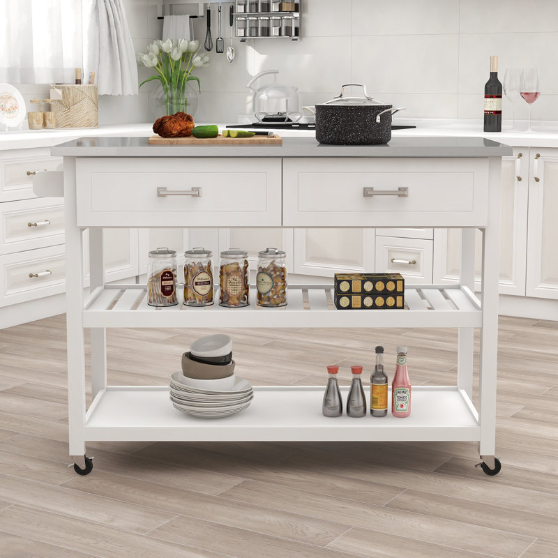 Red Barrel Studio® Aleaya Kitchen Cart with Stainless Steel Top ...