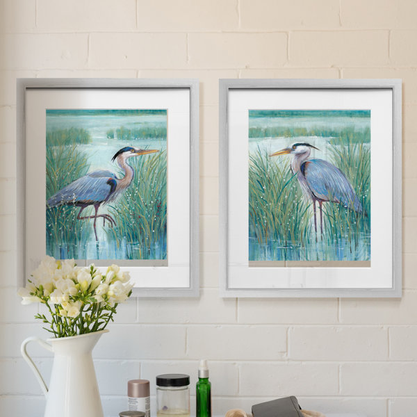 Rosecliff Heights Wetland Heron I - 2 Piece Picture Frame Graphic Art ...