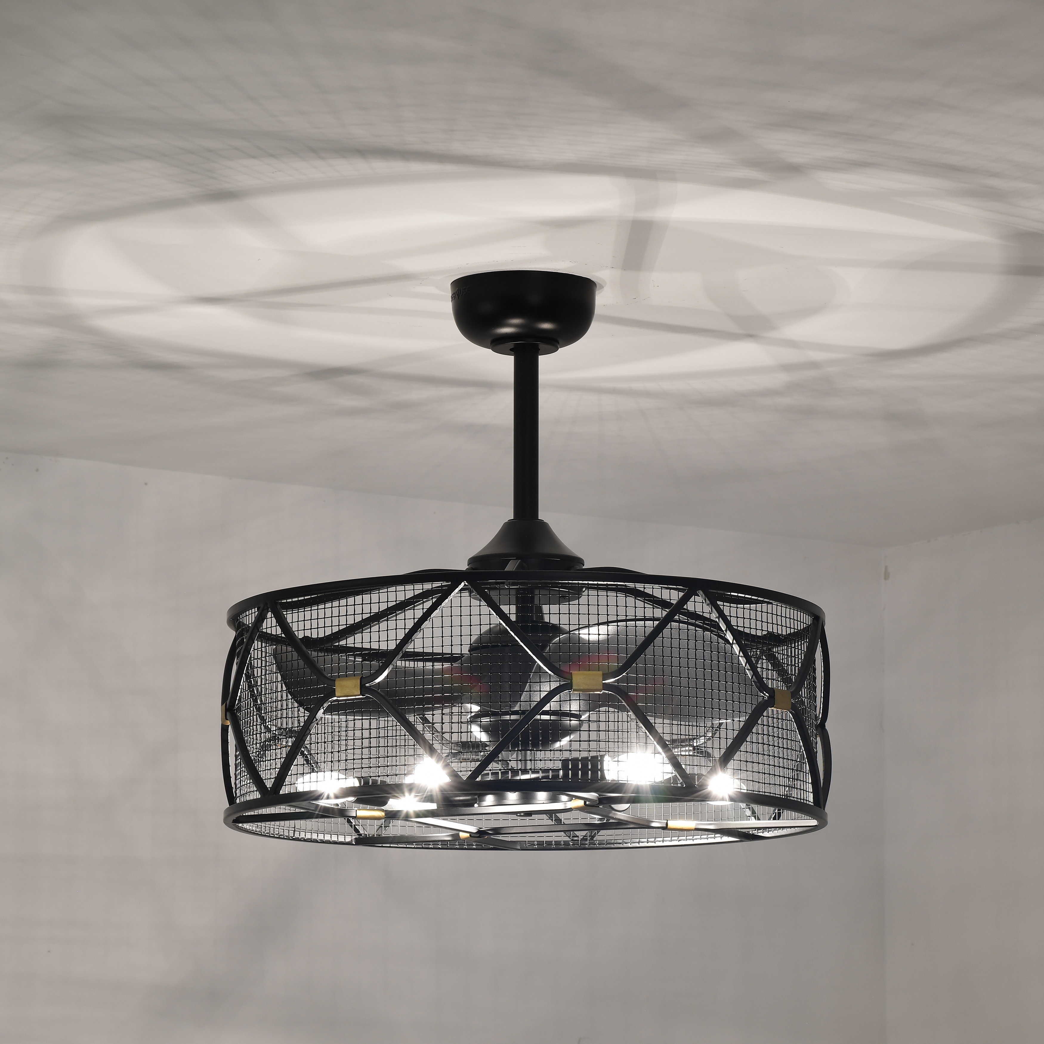 17 Stories 22-Inch Matte Black 6 Lights 3 Blades Lighted Ceiling Fan ...