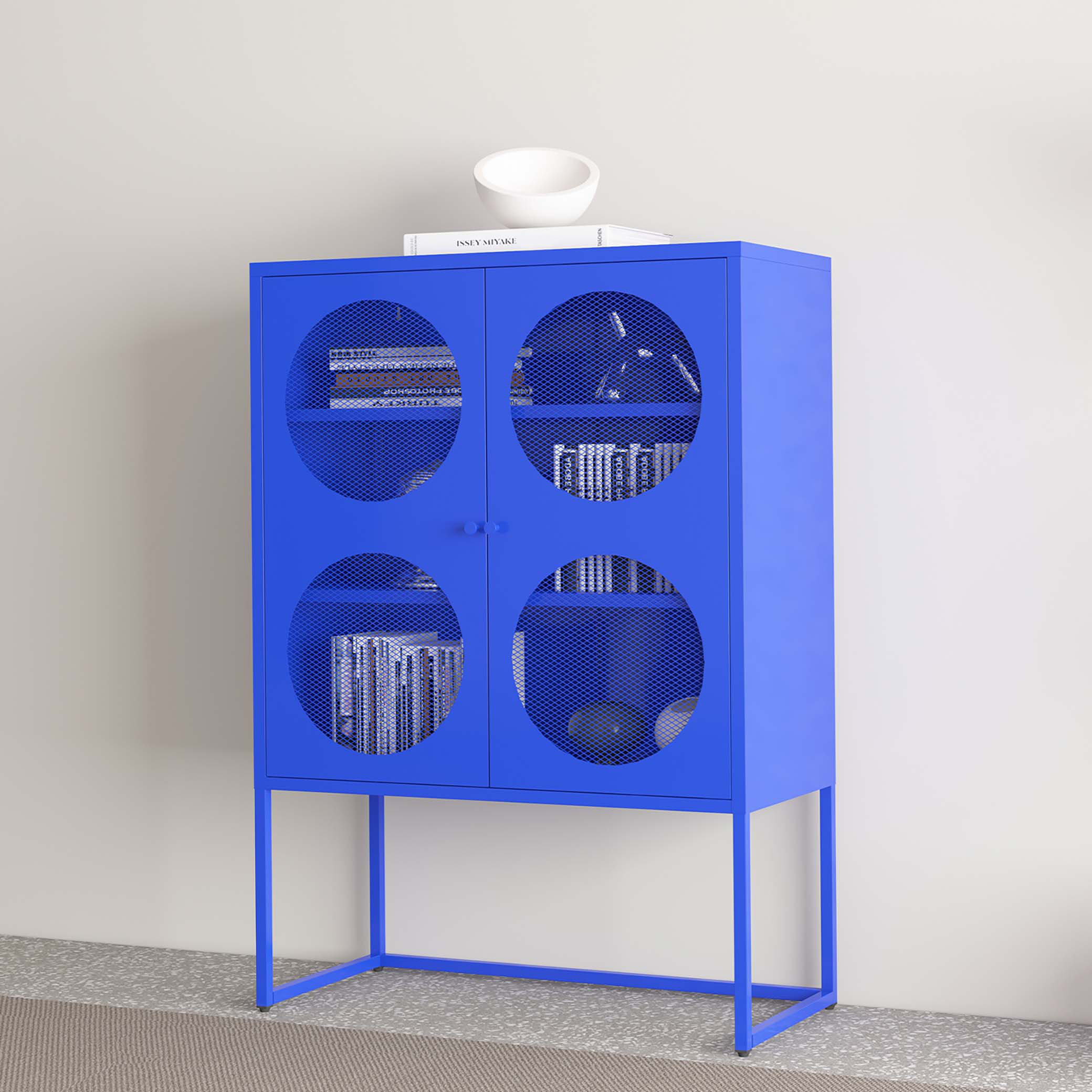 Latitude Run® Blue Storage Cabinet with Doors, Blue Accent Cabinet ...