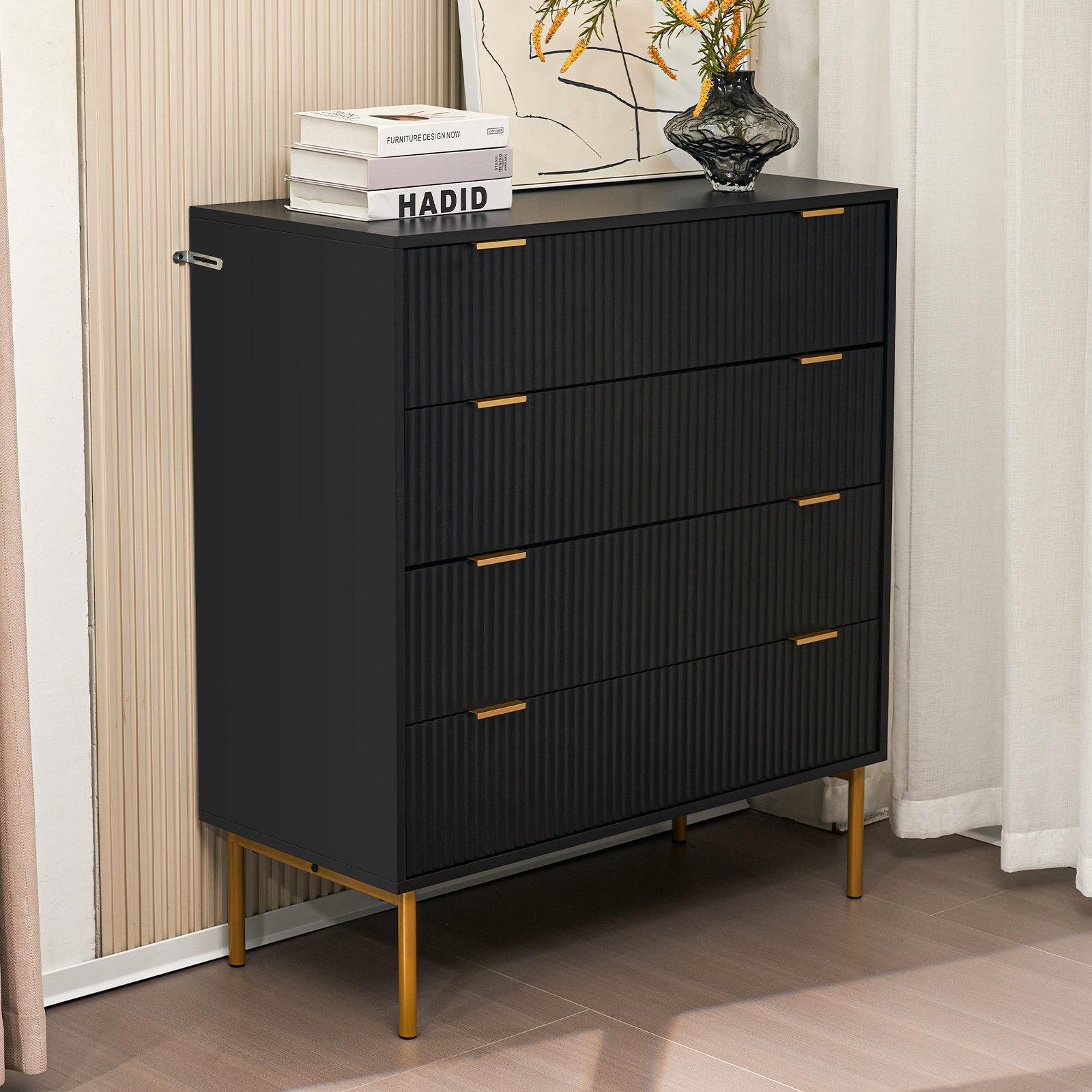 Mercer41 4 - Drawer Accent Chest 35"W Wood Dresser & Reviews | Wayfair