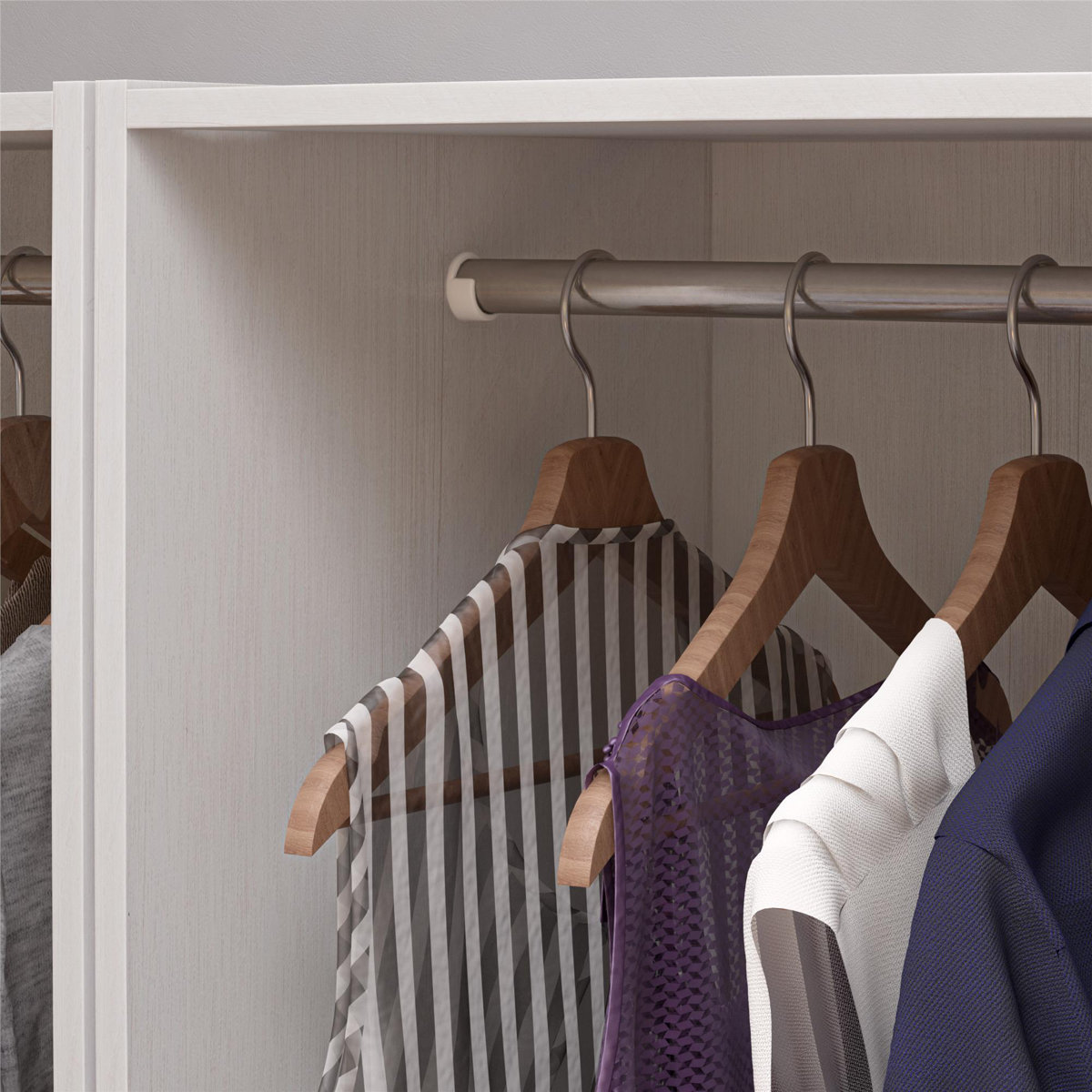 Ebern Designs Barbarella Modular Extra Wide Wardrobe With Open Shelves ...