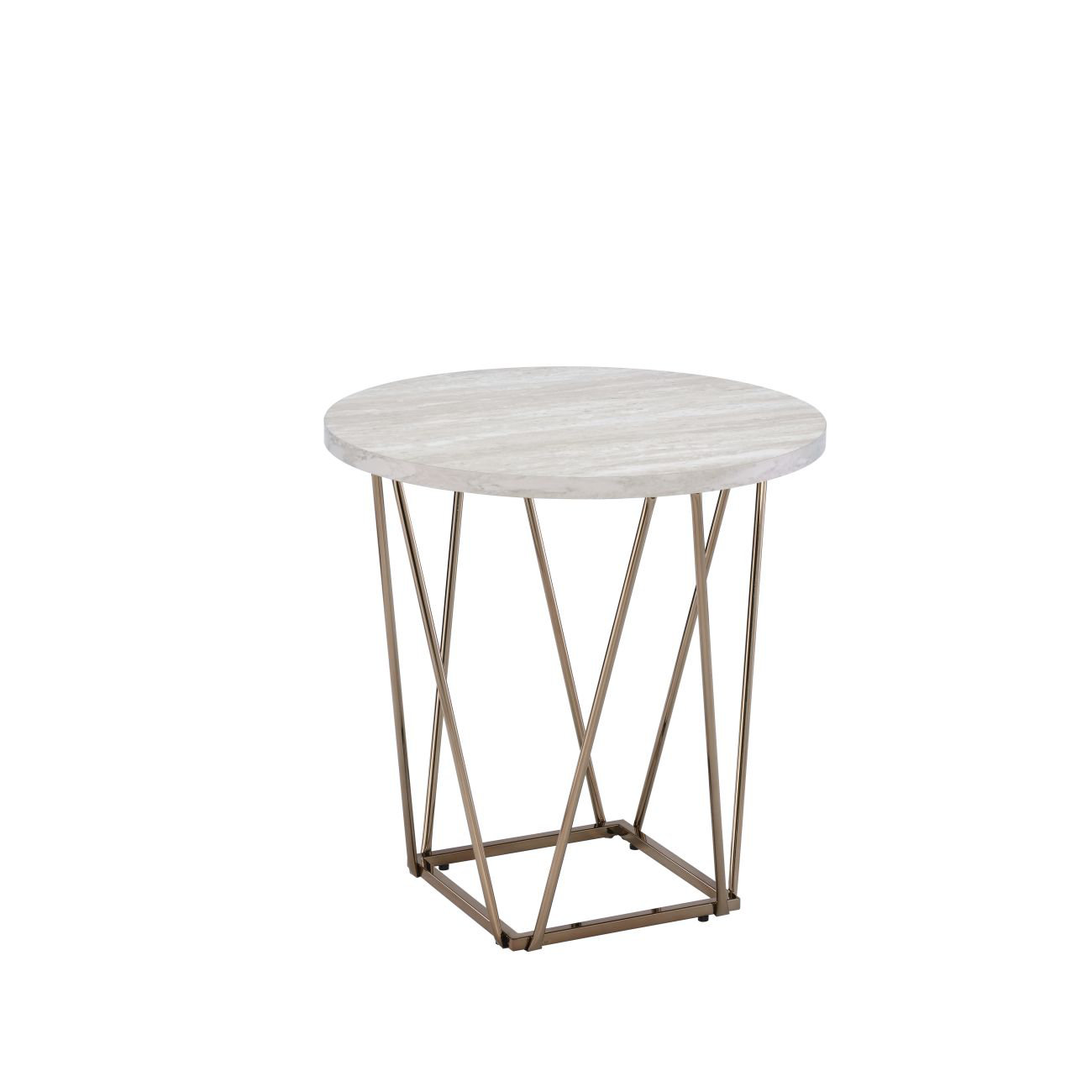 Latitude Run® Rowyn - Faux Marble Top End Table - Gray | Wayfair