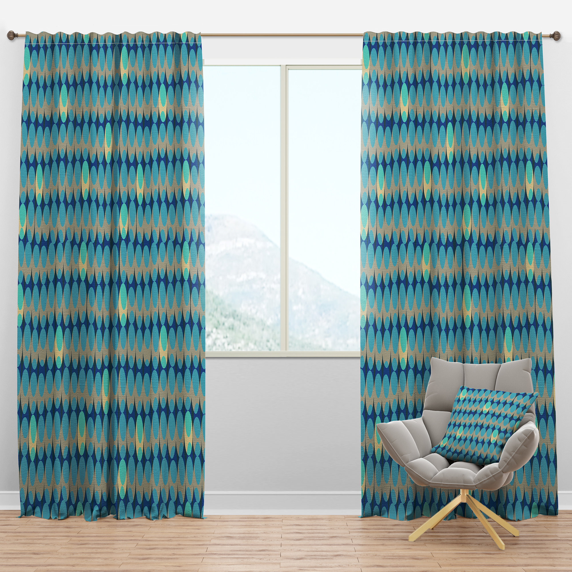 Design Art Mid-Century Design XV Geometric Semi-Sheer Thermal Rod ...