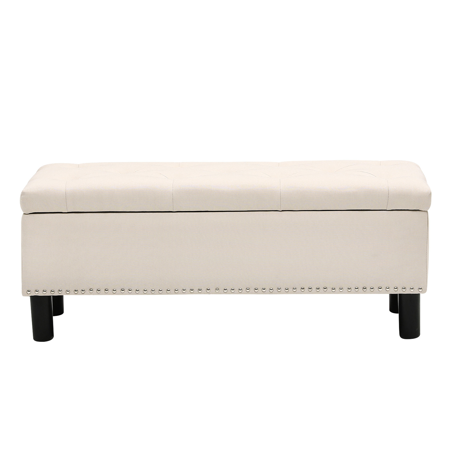 Red Barrel Studio® Button - Linen Storage Bench, Wood Legs, High ...