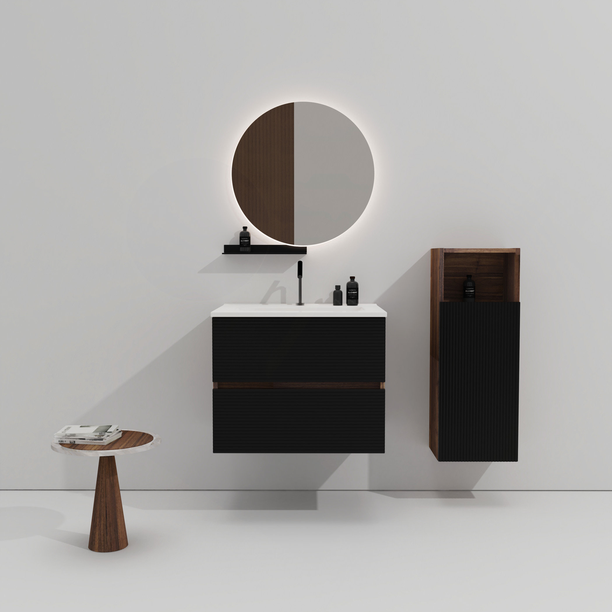 MIAMI CUSTOM FURNITURE & UPHOLSTERY LLC Wall Mounted Soft Bathroom Vanity With Integrated ...