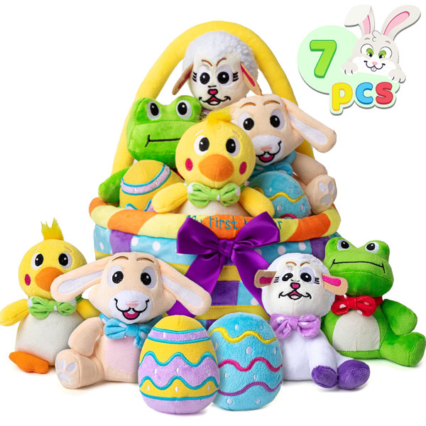 The Holiday Aisle® 7pcs My First Easter Basket Stuffed Animal Plush ...