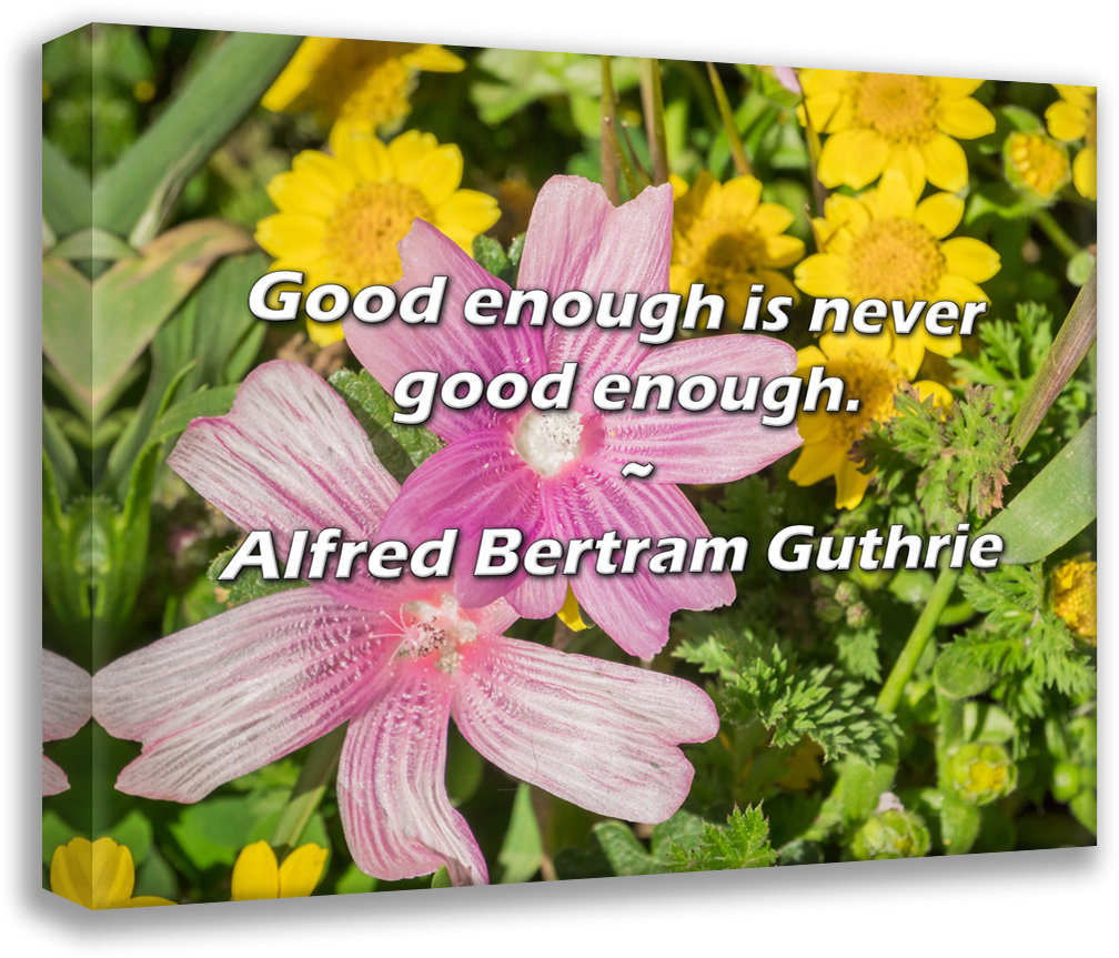Trinx Alfred Bertram Guthrie Quote: Good enough is never good enough. | Wayfair