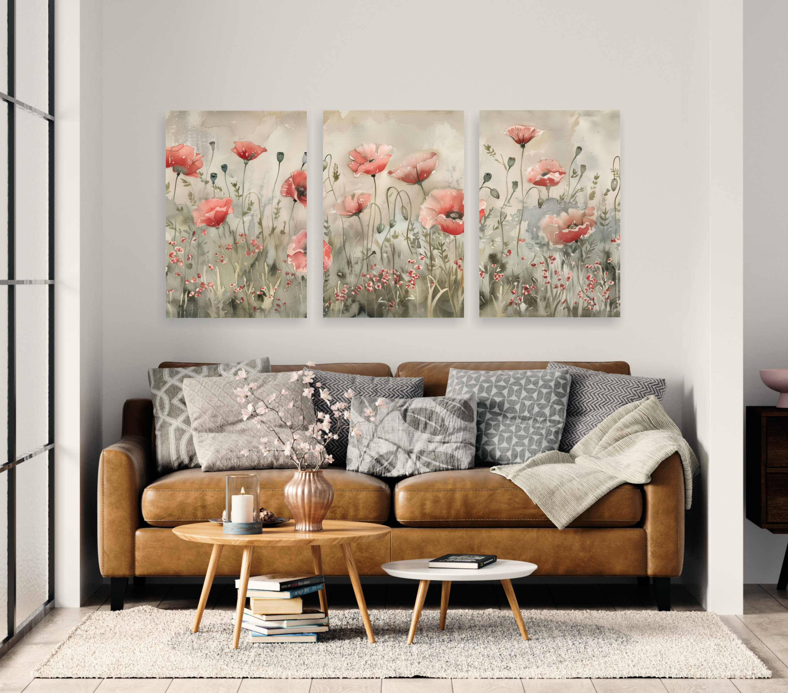 ART TERRITORY Farmhouse Decor, Set of 3 Poppy Wildflower Posters or ...
