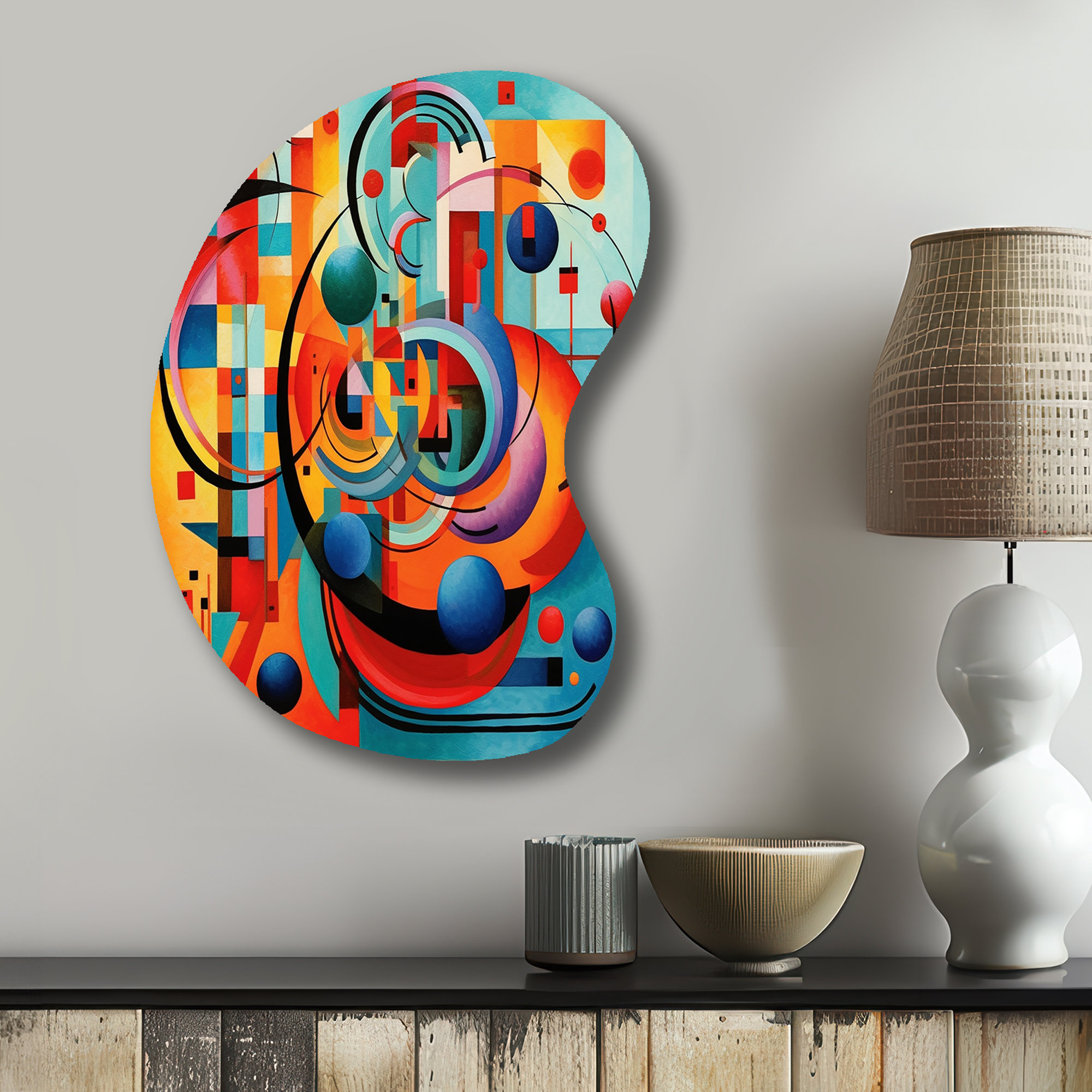 Design Art Orange Blue Geometry Unleashed IV - Abstract Shapes Boom ...