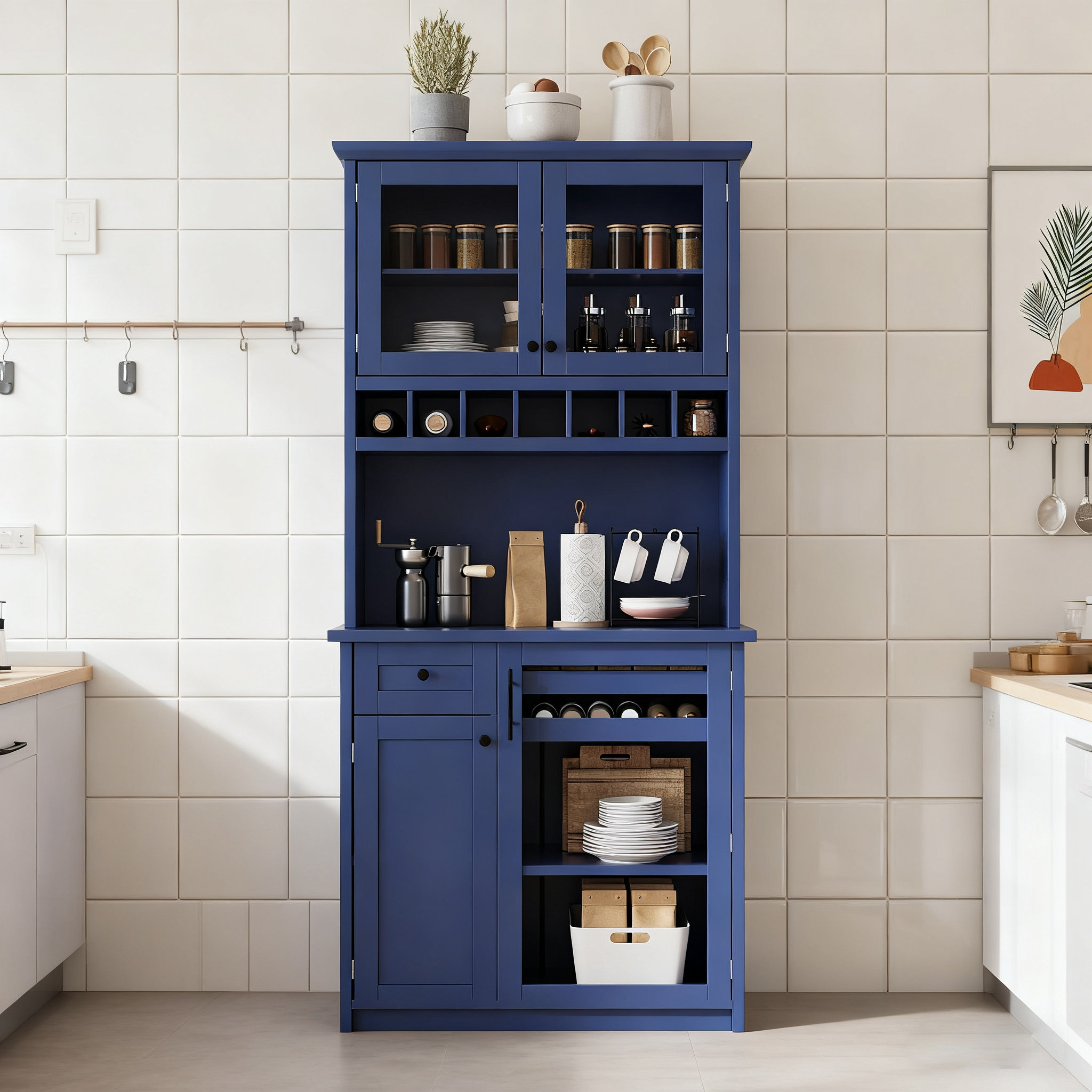 Latitude Run® Independent Multi-Functional Kitchen Storage Cabinet ...