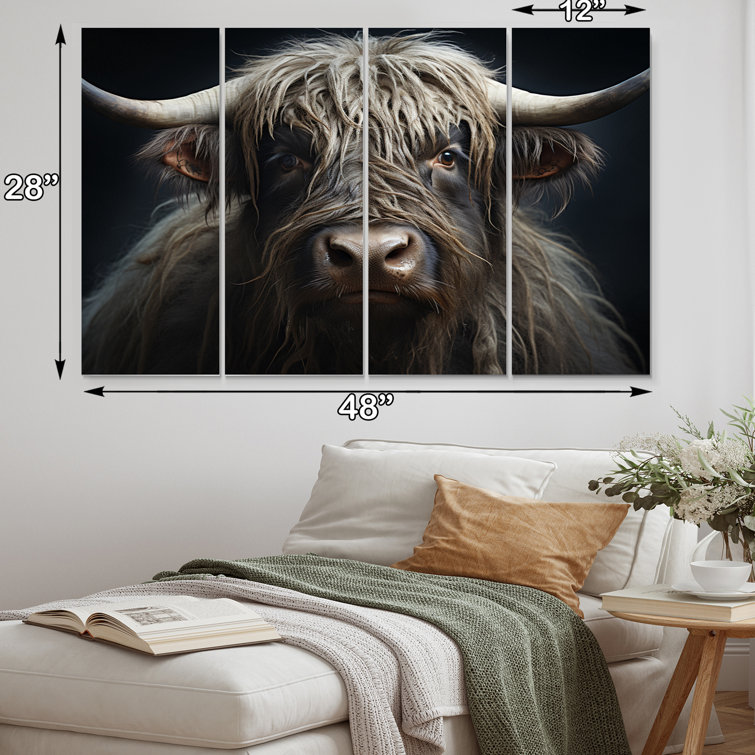 Union Rustic Black And White Yaks Portrait I - Animals Metal Wall Decor ...