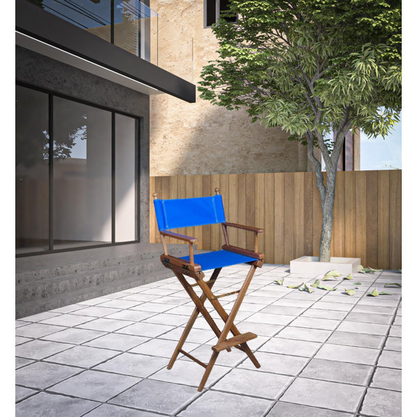 HomeRoots Blue And Brown Solid Wood Director Chair | Wayfair