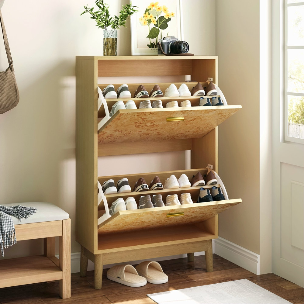 George Oliver Shoe Rack With Tree Stump Texture, Independent Shoe ...