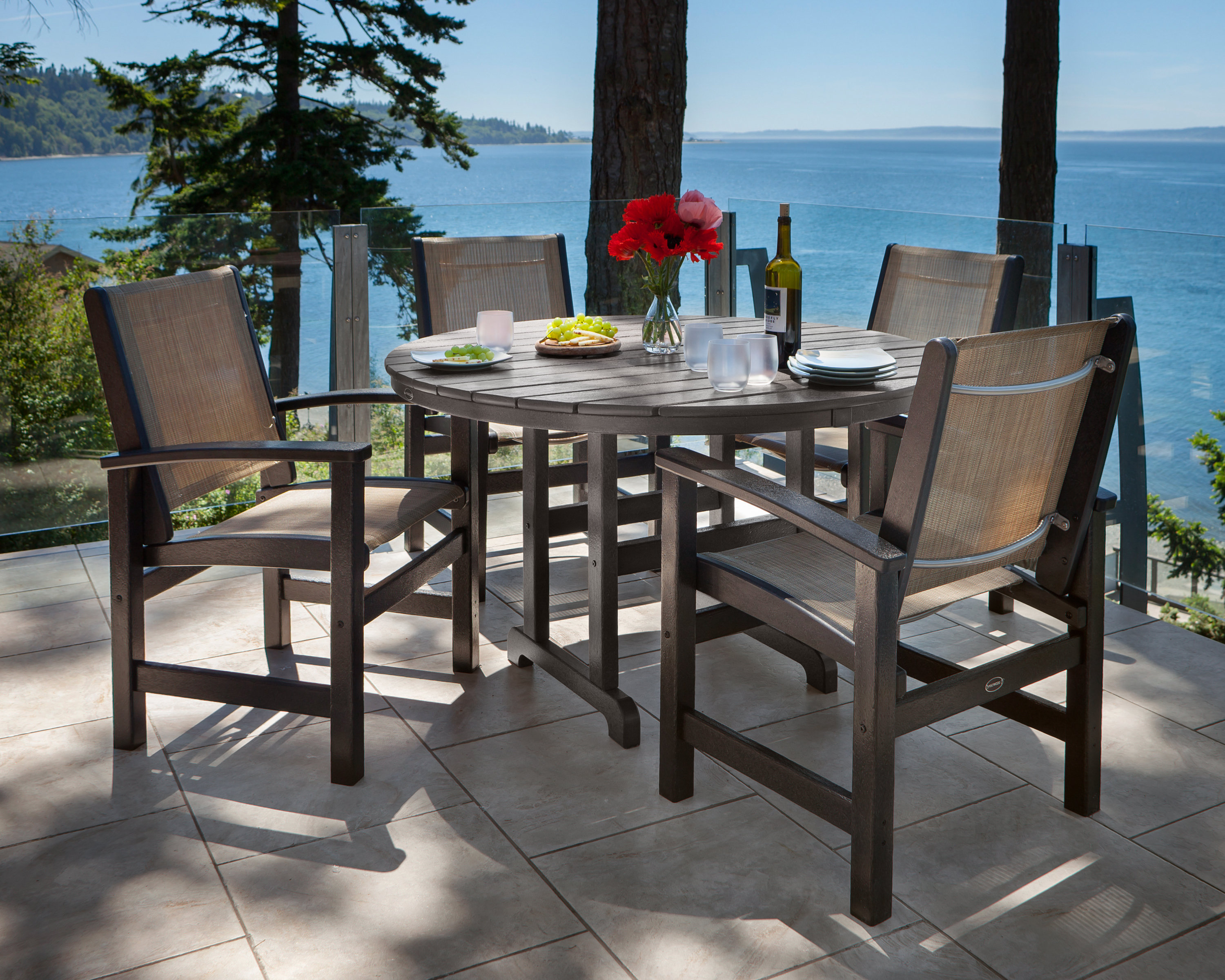 POLYWOOD® POLYWOOD Coastal 5-Piece Round Farmhouse Dining Set & Reviews ...