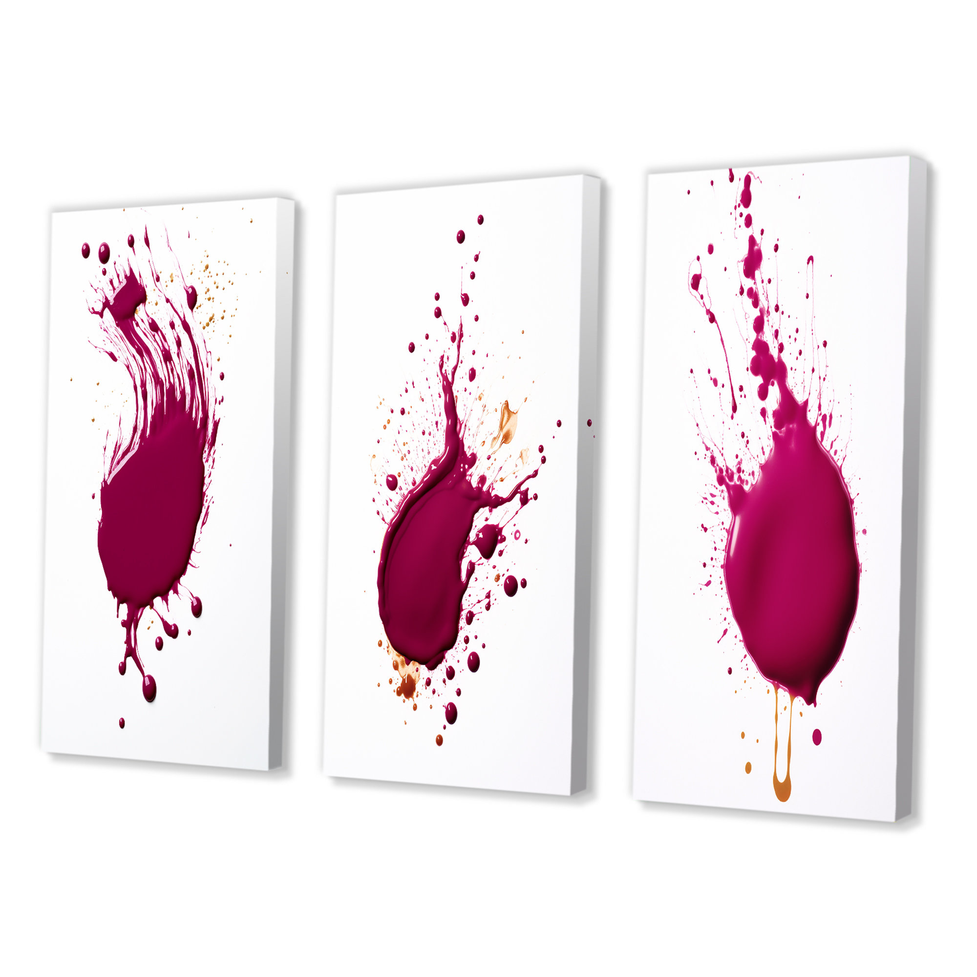 Red Barrel Studio® " Viva Magenta Paint Splatter " 3 - Pieces on Canvas ...