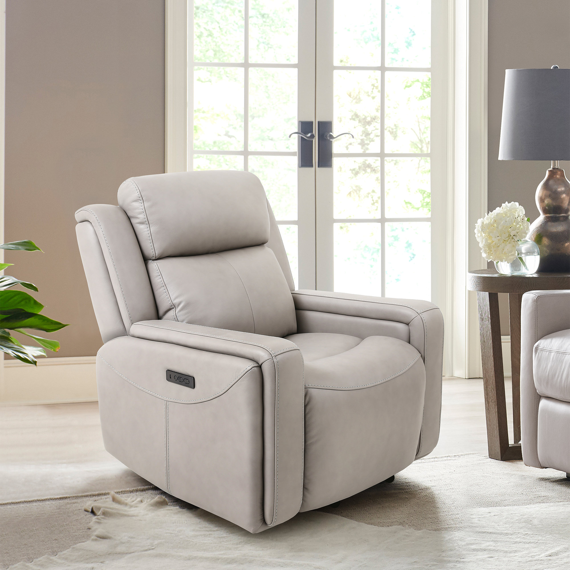 Latitude Run® Yaeli 37'' Wide Genuine Leather Power Standard Recliner ...