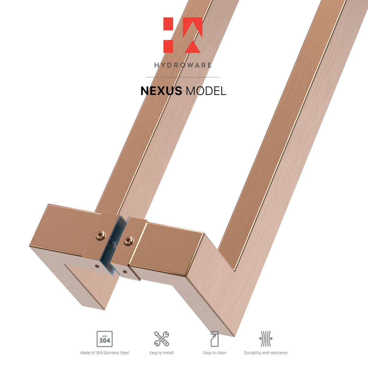 HYDROWARE Brushed Copper Pull/Push Door Handle - Modern Contemporary ...