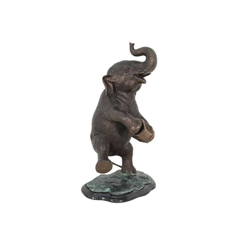 Metropolitan Galleries Bronze Elephant Musician Sculpture | Wayfair