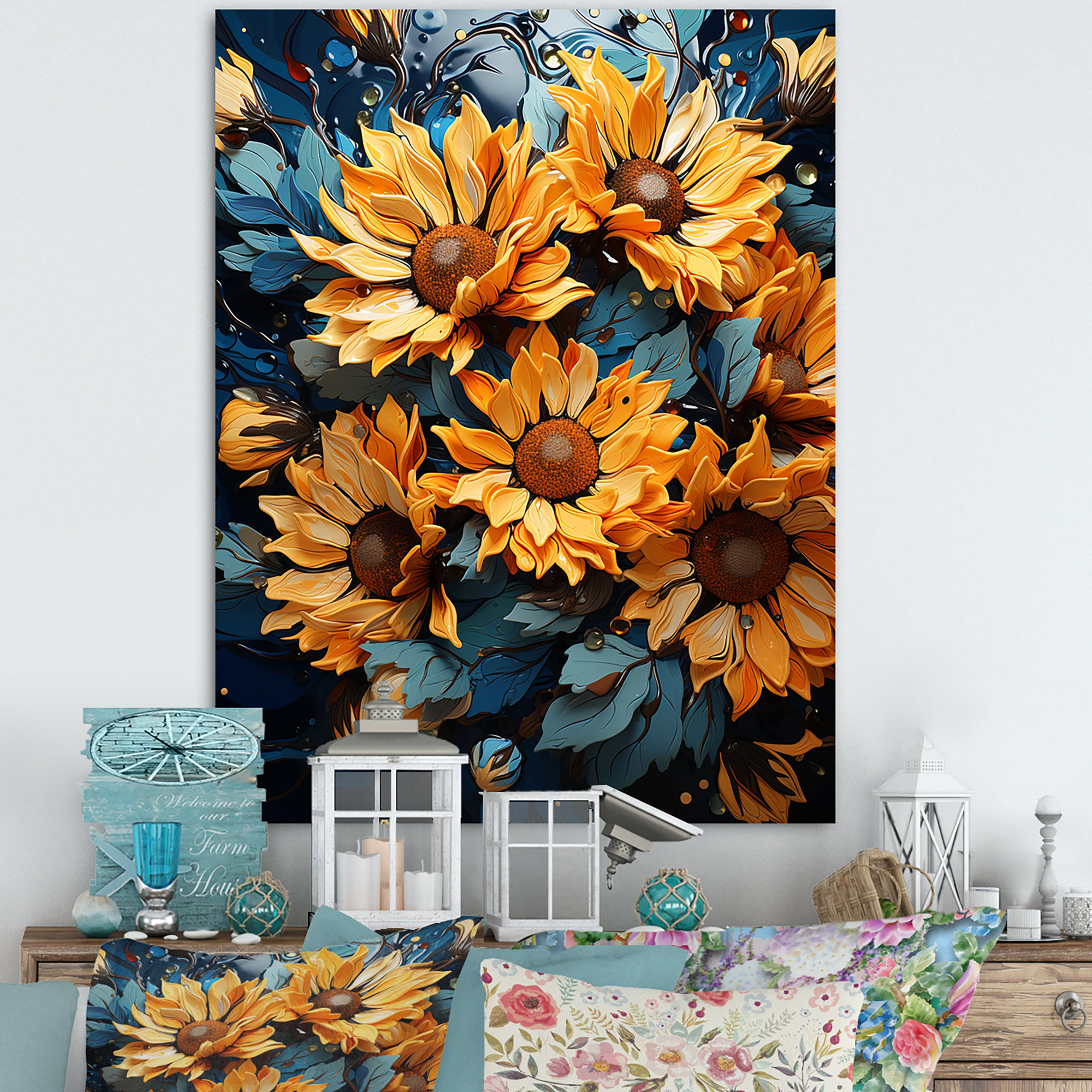 August Grove Fauvist Flourish Sunflowers I - Sunflowers Wall Art Living ...