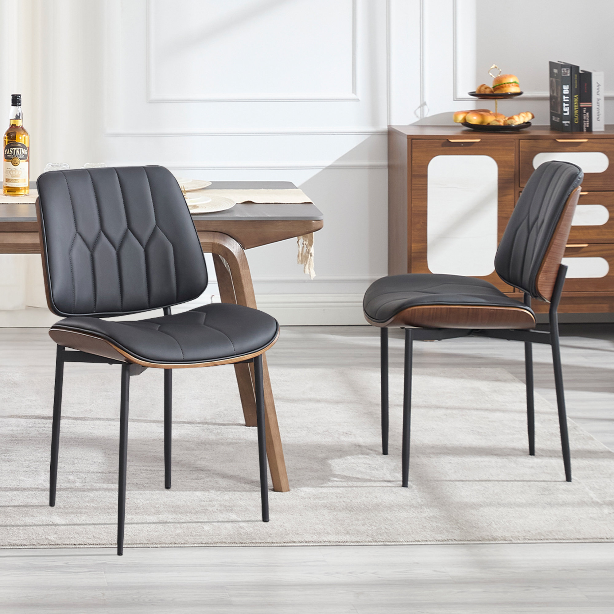 George Oliver Faux Leather Upholstered Solid Back Side Chair | Wayfair