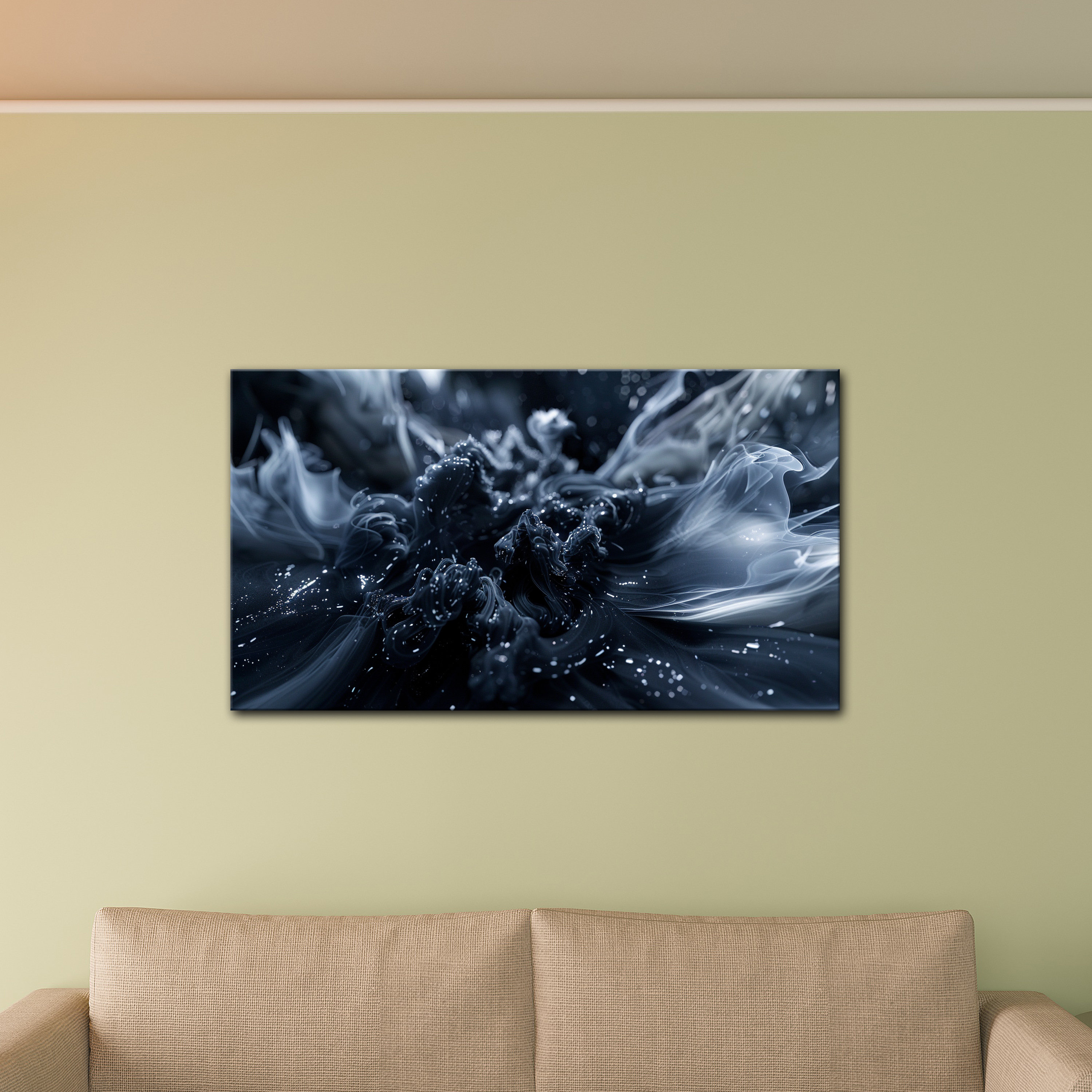 Wrought Studio Obsidian Energy: Flowing Black and White Abstract Art ...
