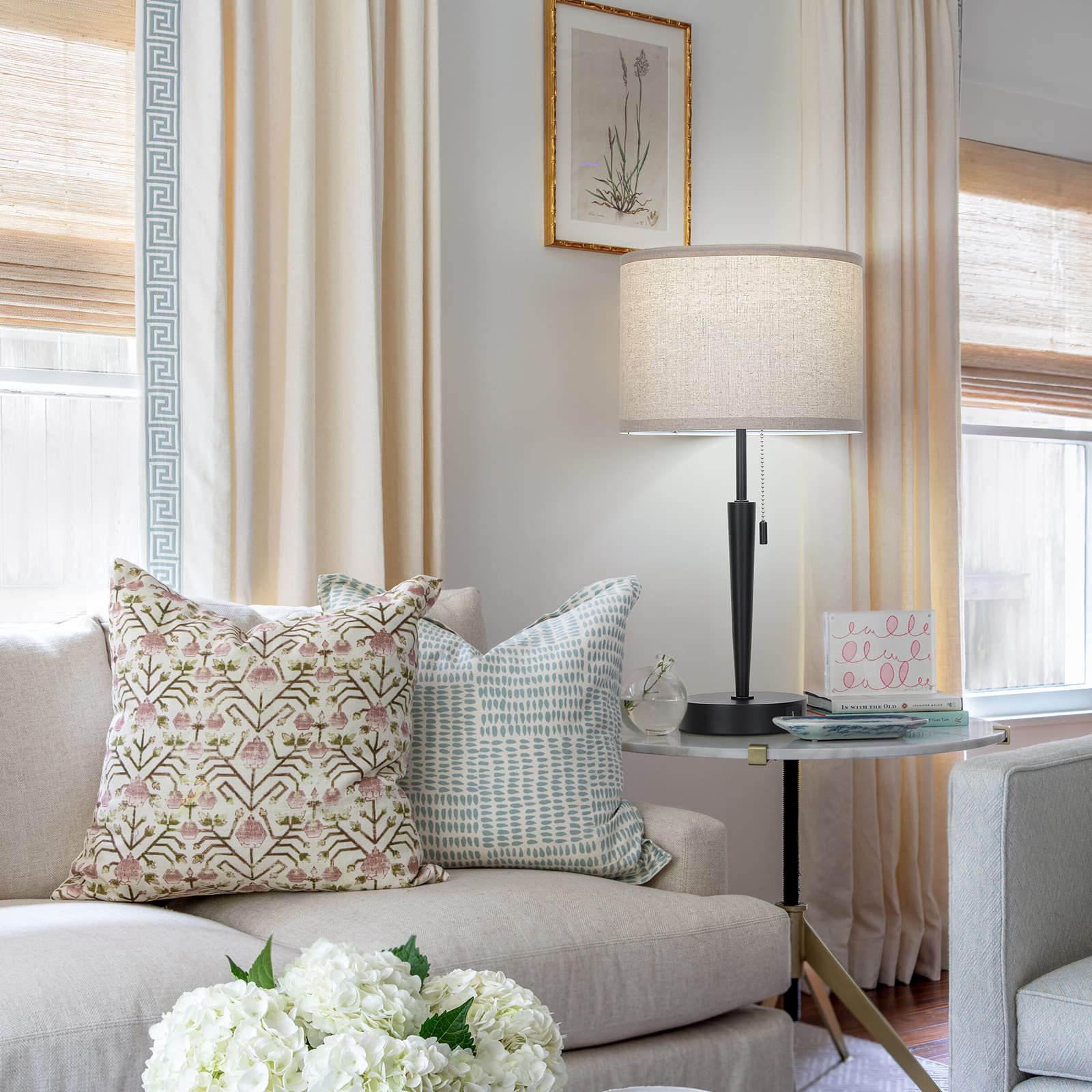 Latitude Run® Set Of 2 Bedside Table Lamp, Pull Chain Nightstand Lamps ...