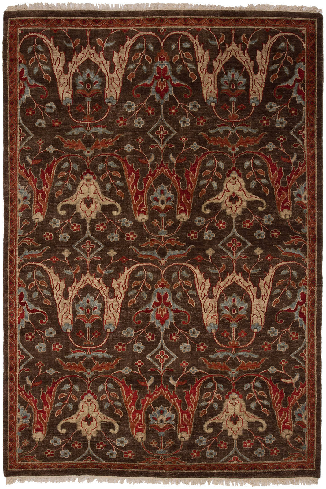 Shalom Brothers Tucson Hand-Knotted Wool Brown/Rust/Blue/Ivory Area Rug ...