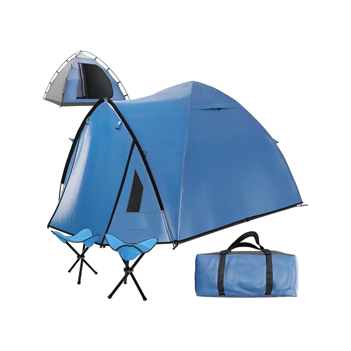 SOOTBA Family Camping Tent Waterproof, 2 Person Tent, 2 Stools ...